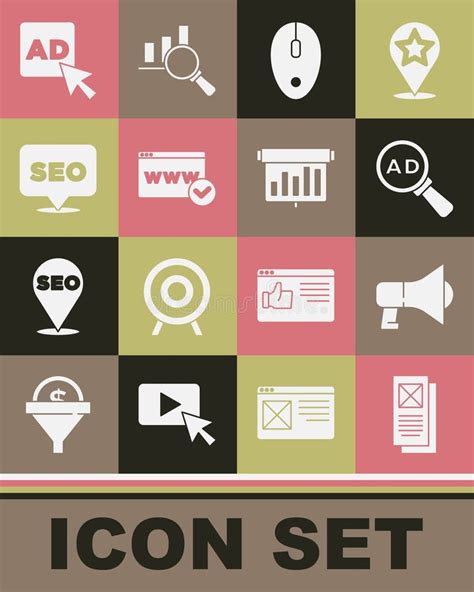 Set Browser Window Megaphone Advertising Computer Mouse Website