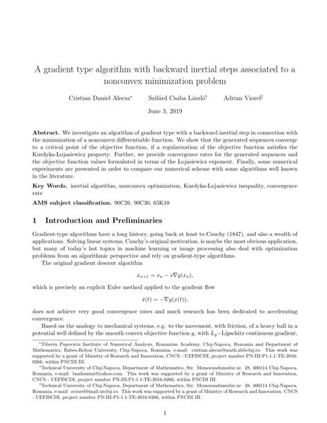 Pdf A Gradient Type Algorithm With Backward Inertial Steps Associated