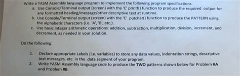Solved Write A Yasm Assembly Language Program To Implement