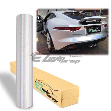 60x420 Psychedelic White Gloss Metallic Rainbow Holographic Vinyl