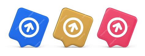 Premium Vector Up Arrow Round Border Button Cyberspace Navigation Pointer 3d Realistic Icon