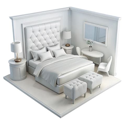 A Drawing Of A Bedroom With A Bed And A Lamp Premium AI Generated PSD