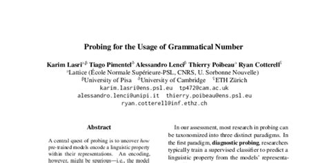 Probing For The Usage Of Grammatical Number Acl Anthology