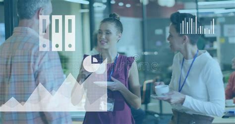 In Modern Office Business Professionals Discussing Data Charts And Graphs Animation Stock Video