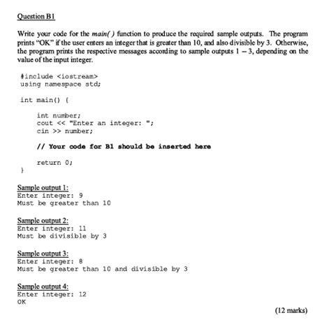 Solved Question B Write Your Code For The Main Function Chegg
