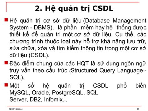 Slide Hệ Quản Trị Cơ sở dữ liệu CHƯƠNG 1 PPT