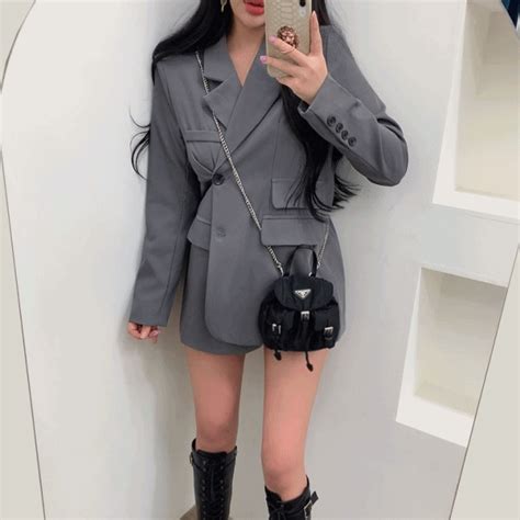 [2color 최저가] 마마 어깨패드 포켓 뒷트임 루즈핏 자켓 원피스 버닝블루 에이블리