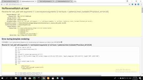 Python Noreversematch At Cart Stack Overflow