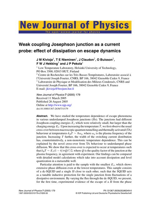 weak coupling josephson junction as a current probe effect of