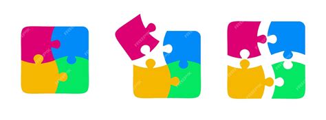 Premium Vector Set Of Multicolored Puzzle Pieces Puzzle Jigsaw On