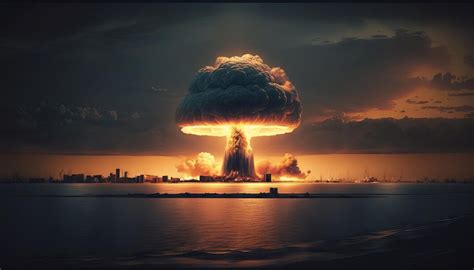 Premium Photo Nuclear Explosion On The Background Of The City Generative Ai