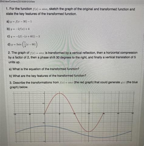 Solved 1 For The Function F X Sinx Sketch The Graph Of Chegg Com