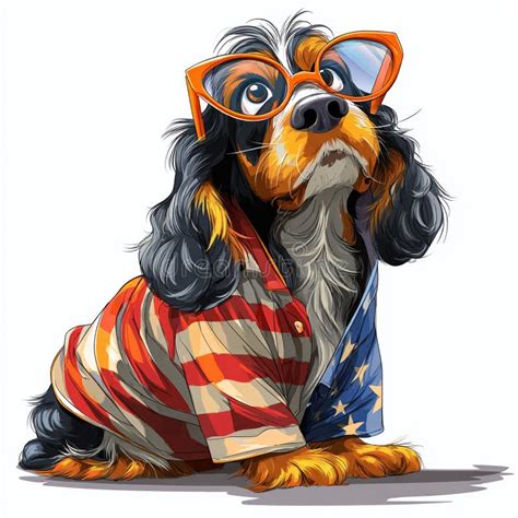 A Joyful Cocker Spaniel Dressed In An American Flag A Vibrant And Silly Celebration Of