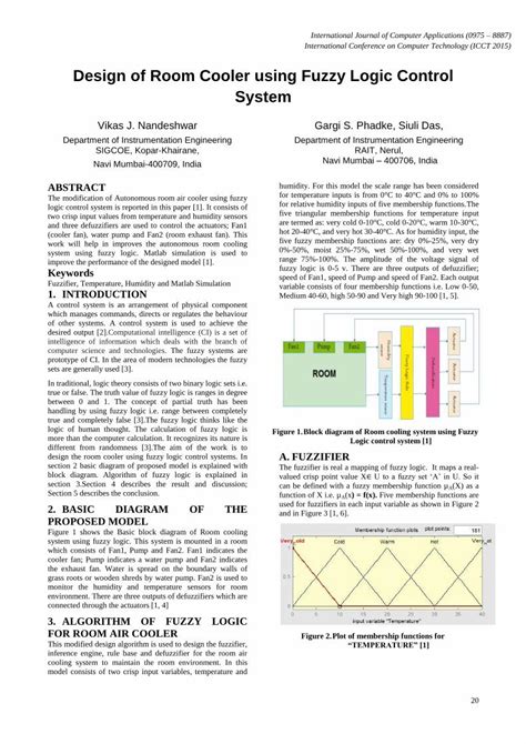 Pdf Design Of Room Cooler Using Fuzzy Logic Control Systemdesign Of