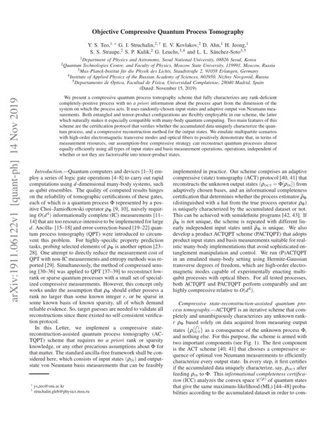 Pdf Objective Compressive Quantum Process Tomography