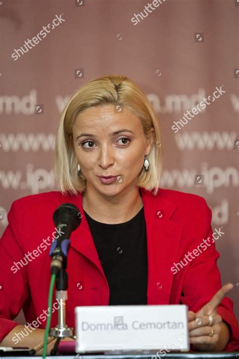 Domnica Cemortan Gestures Press Conference Chisinau Editorial Stock