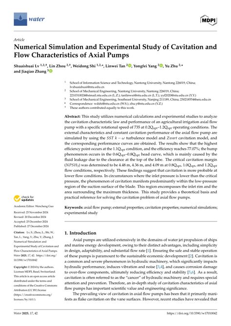 (PDF) Numerical Simulation and Experimental Study of Cavitation and ...