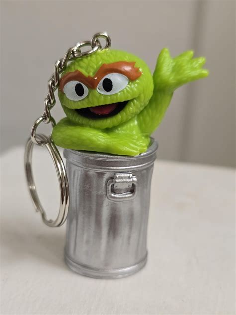 Sesame Street Oscar The Grouch Toy Handmade Keychain Etsy