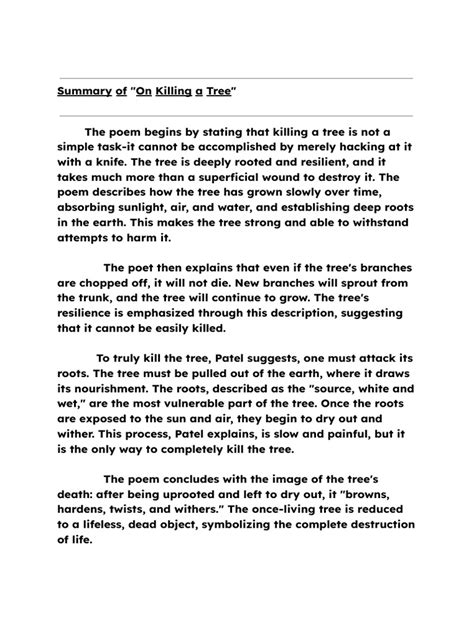 On Killing A Tree Summary Pdf