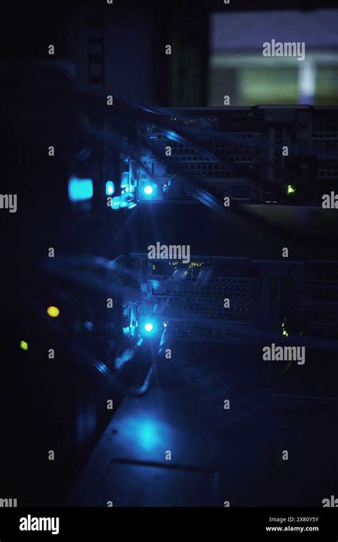 Dark Data Center Cable And Cloud Computing Hardware For Information Technology Cybersecurity