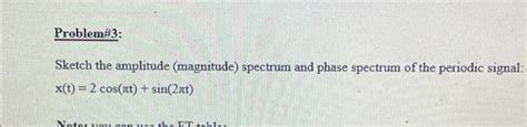 Solved Sketch The Amplitude Magnitude Spectrum And Phase