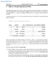 SQL Exam Problems Pdf Summer Final Data C Final Exam Page Of SID SQL To A