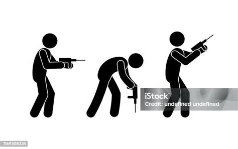 드릴 고립 된 그림 스틱 그림 실루엣 다양한 포즈를 가진 남자 남자에 대한 스톡 벡터 아트 및 기타 이미지 남자 상징 아이콘 Istock