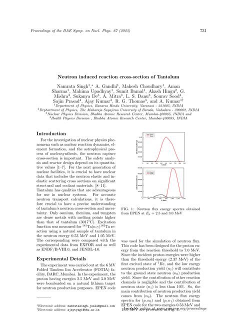 Pdf Neutron Induced Reaction Cross Section Of Tantalum