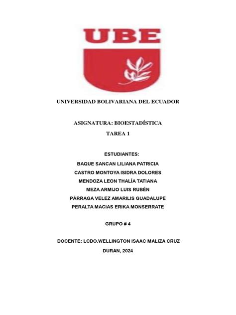 Tarea 1 Tipos De Variables Grupo4 Bioestadisticas Pdf Estadísticas