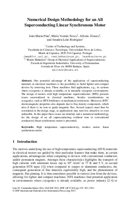 Pdf Numerical Design Methodology For An All Superconducting Linear Synchronous Motor