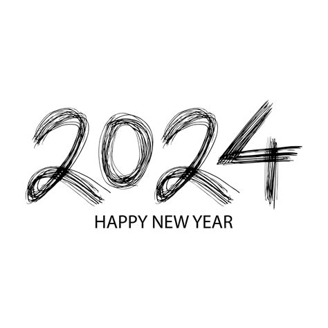 Premium Vector 2024 Text Design Black Color Handwritten Isolated On White Background