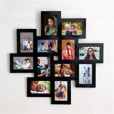 Black Multiple Photo Wooden Wall Photo Frames For Decoration Size 24