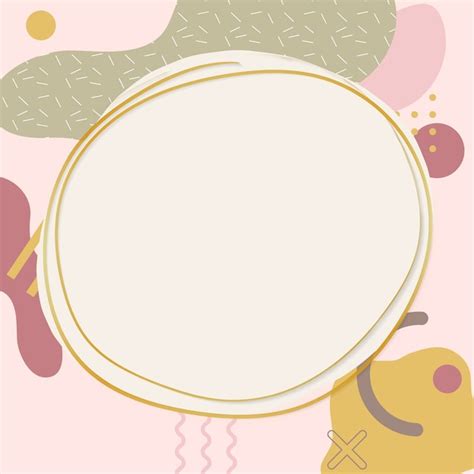 멤피스 디자인 패턴 배경 벡터에 골드 프레임 프리미엄 벡터