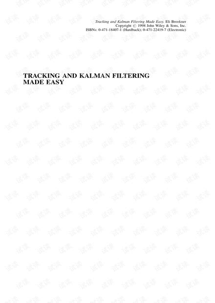 轻松掌握卡尔曼滤波追踪：《tracking and kalman filtering made easy》简介 csdn文库