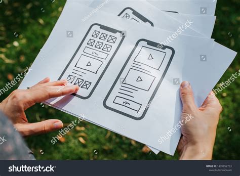 Ux Mobile Application Wireframe Sketch Prototype Stock Photo Shutterstock