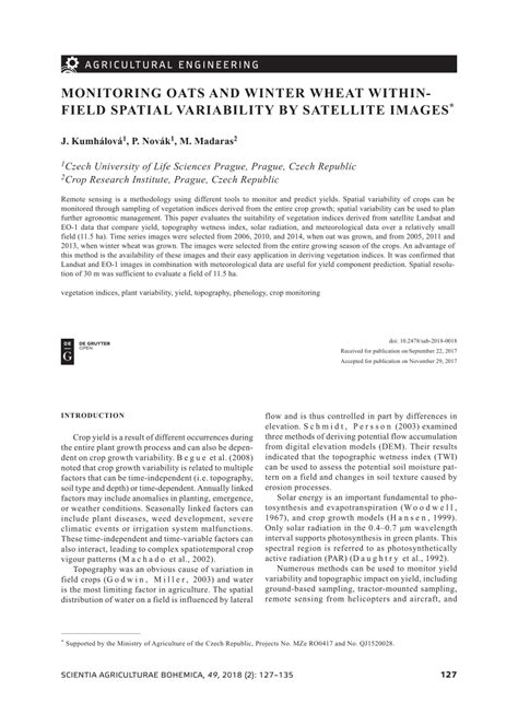 Pdf Monitoring Oats And Winter Wheat Within Field Spatial Variability