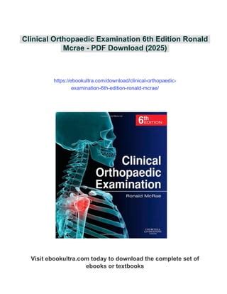 Clinical Orthopaedic Examination 6th Edition Ronald Mcrae Pdf