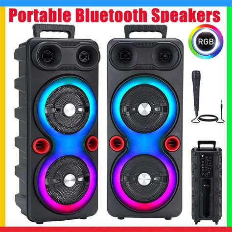 Dual Subwoofer Bluetooth Speakers Outdoor Portable Speaker Rgb Party