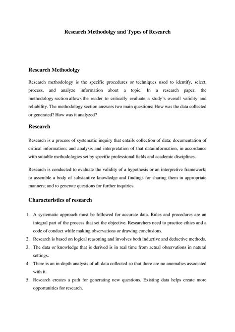 1470 Research Methodolgy And Types Of Research Converted Research