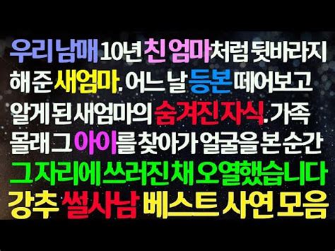 몰아보기 년 동안 우리 남매 뒷바라지 한 새엄마에게 숨겨진 자식이 있다는 걸 알고 몰래 찾아가 그 아이의 얼굴 본순간 대성통곡 했습니다 신청사연 수면사연 자면서듣는