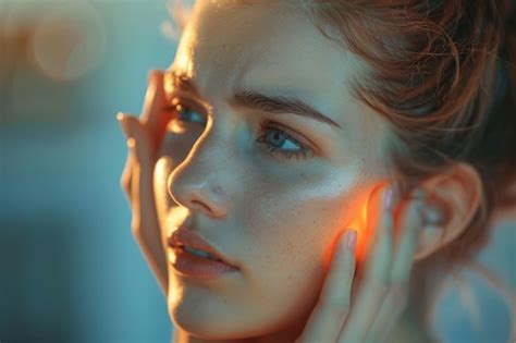 Premium Photo Close Up Of A Young Womans Face Bathed In Golden Light