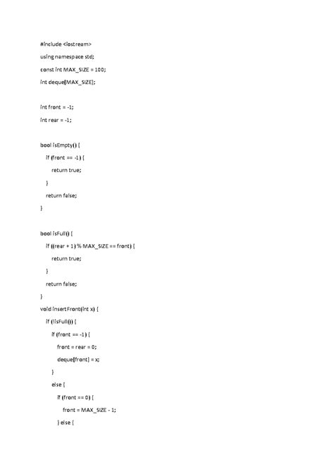 C Final Exam Implementing A Deque Using Arrays Studocu