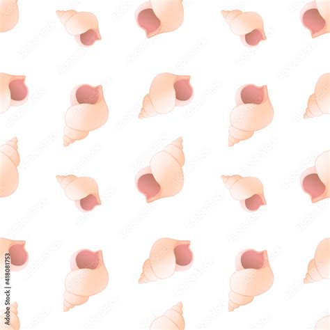 Spiral Shell Emoji Patternbeach Seashell Seamless Background Symbols