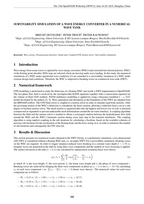 Pdf Survivability Simulation Of A Wave Energy Converter In A Numerical Wave Tank