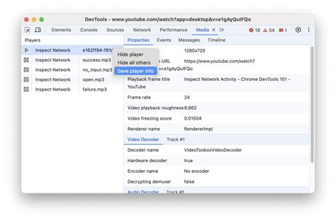 媒体：查看和调试媒体播放器信息 Chrome Devtools Chrome For Developers