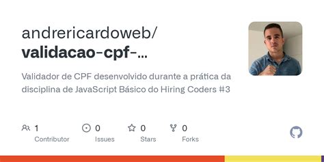 Github Andrericardowebvalidacao Cpf Hiringcoders3 Validador De Cpf