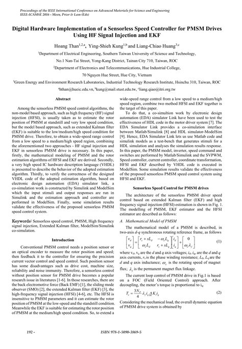 Pdf Digital Hardware Implementation Of A Sensorless Speed Controller