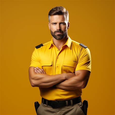 Premium Photo Yellow Security Guard Services Isolated Background