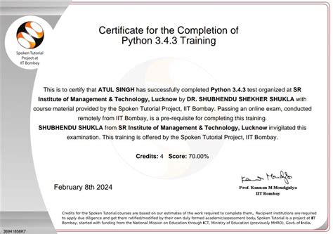 Atul Singh On Linkedin Iitbombay Spokentutorial Python