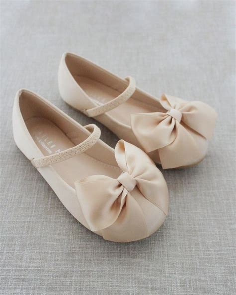 Satin Mary Jane Flats With Front Satin Bow Satin Ballet Flats Flower